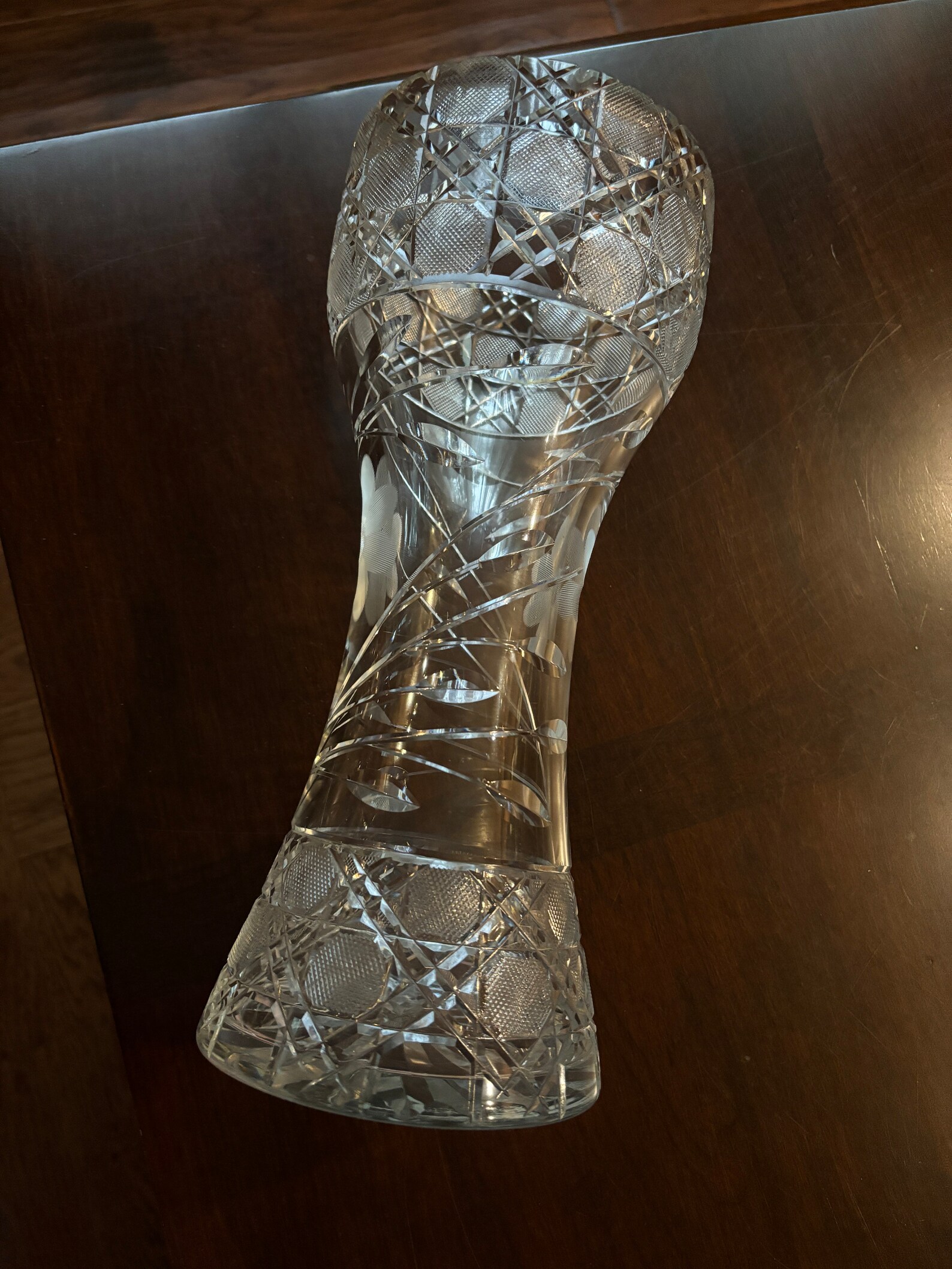 American Brilliant Period Cut Crystal 12" Corset Vase - Etsy