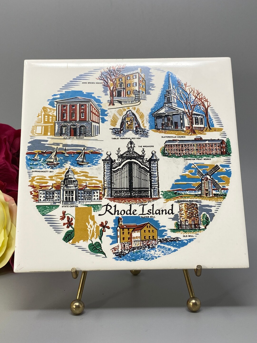 Decorative Ceramic Tile, State of Rhode Island, Soriano Ceramics - Etsy