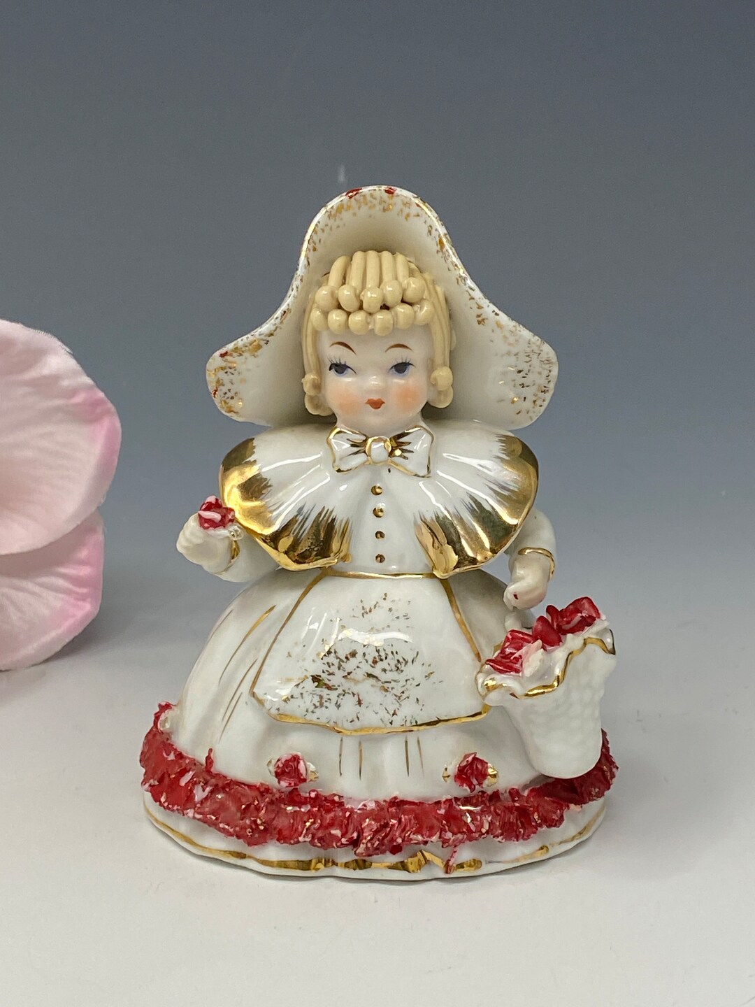Lefton Little Bo Peep KW1052 With Red Flowers, AS IS, SCARCE - Etsy