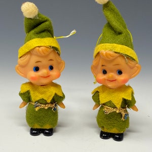 Twin Little Green Elf Ornaments - Etsy