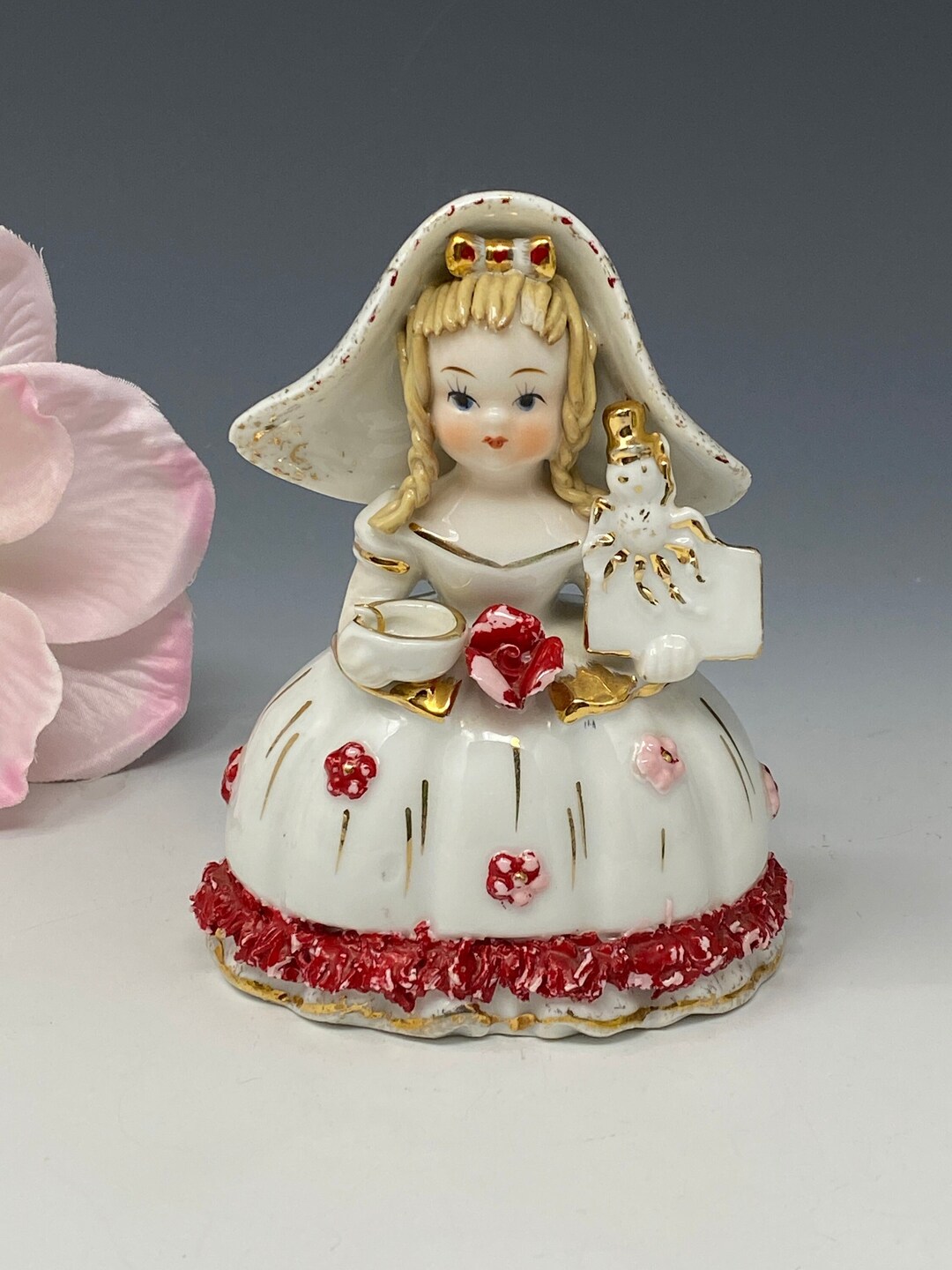 Lefton Little Miss Muffet With Red Flowers KW1052, AS IS, SCARCE - Etsy