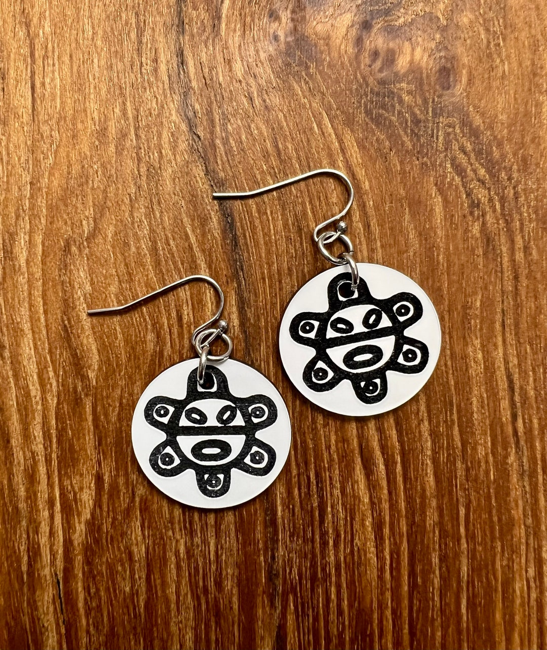 Lightweight Sol Taino Black and White Acrylic Earrings - Etsy