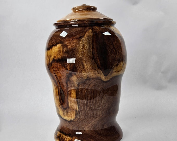 Handmade Walnut Wood Cremation Urn for Ashes, Custom Hickory Lid, 80 ...