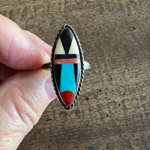 Vintage Zuni Channel Inlay Multi-stone Sterling Silver Ring - Etsy