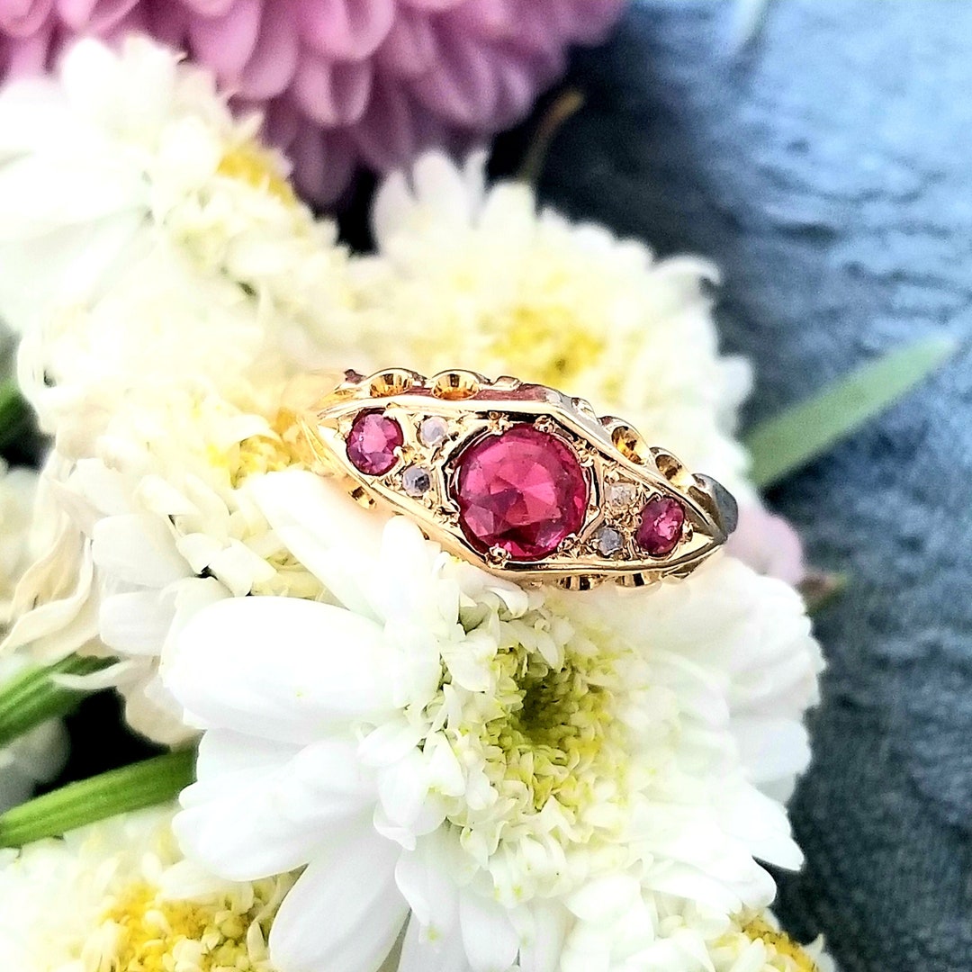 Rare 18k Victorian Natural NO Heat Ruby & Diamond Ring - Etsy