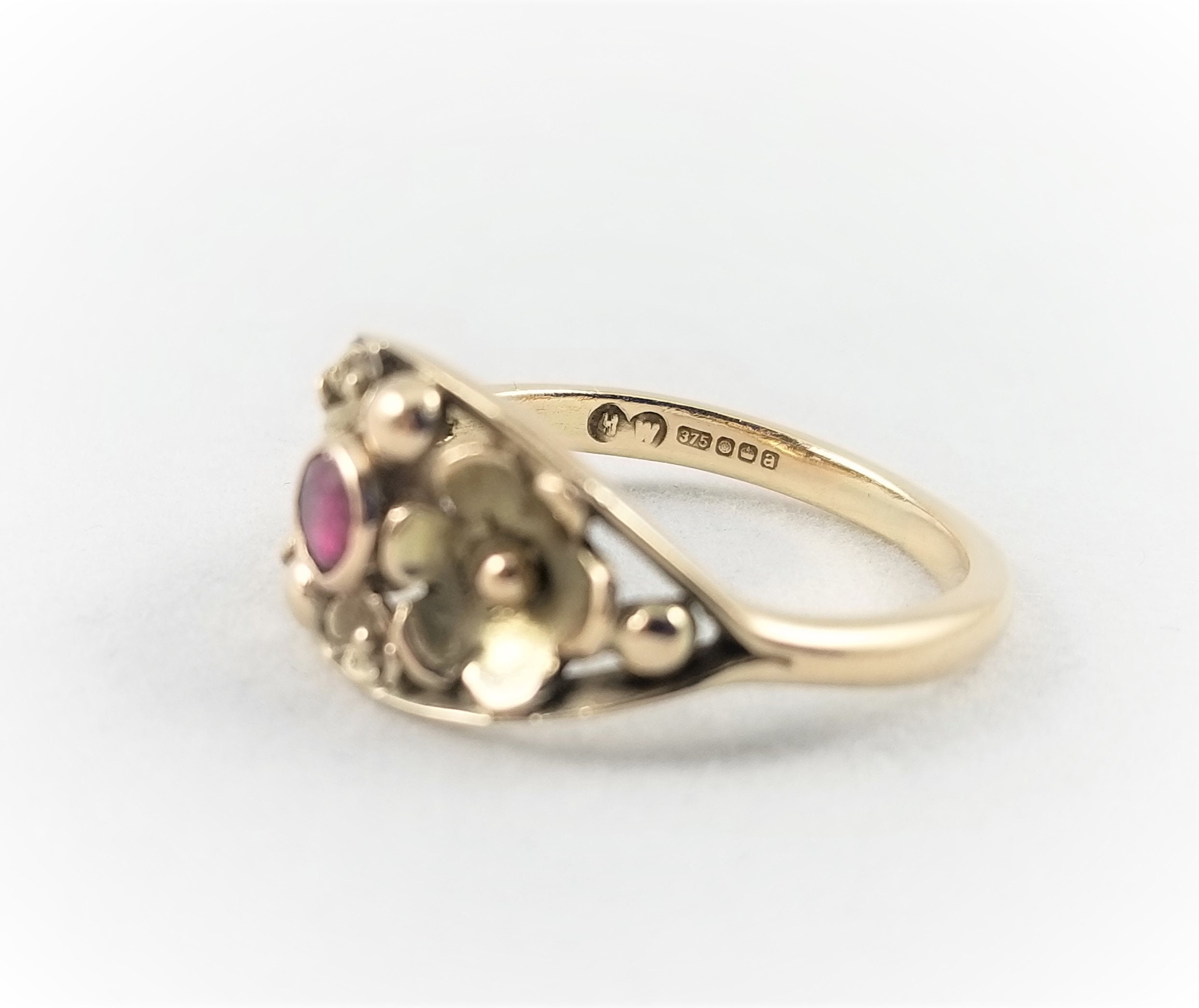 9k Victorian Ruby Flower Ring | Etsy