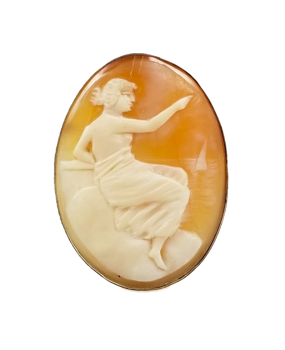 Antique 14k Shell Cameo Pendant/brooch - Etsy