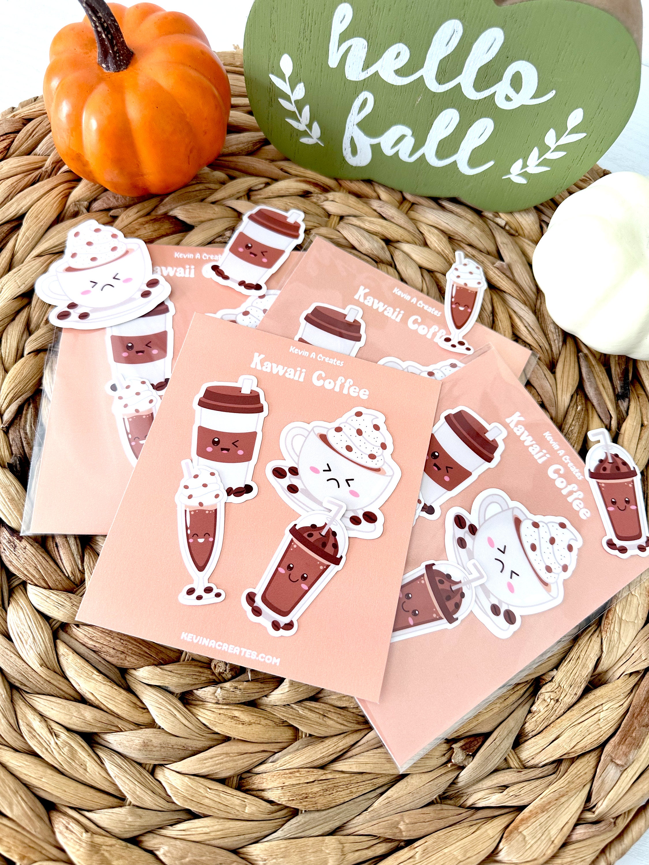 Coffee Sticker Pack Cute Coffee Kawaii Die Cut Stickers Coffee - Etsy