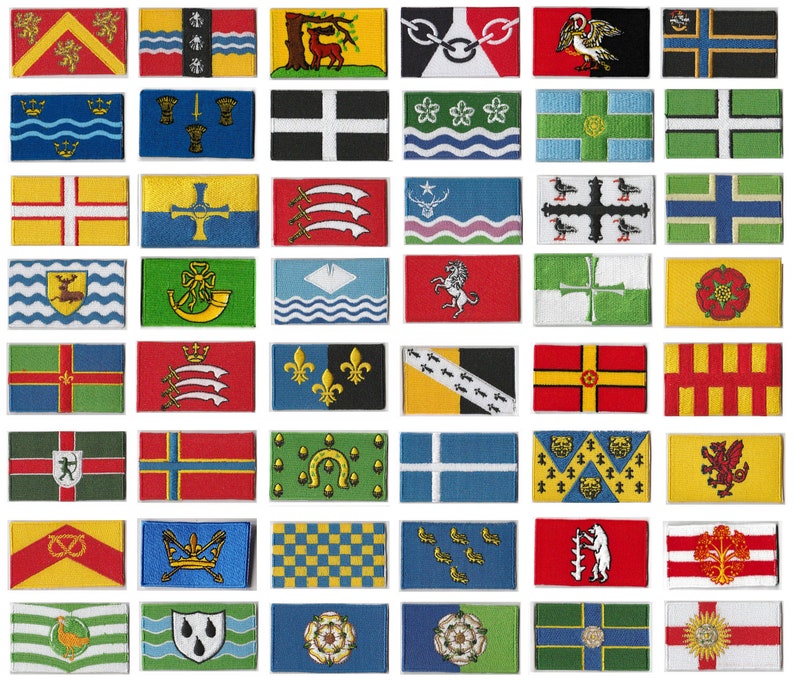 England Scotland Wales UK County Flag Embroidered Iron / Sew on Patch ...
