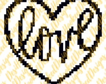 Heart Bobble Blocks Pattern Graph With Single Crochet Bobble Written ...