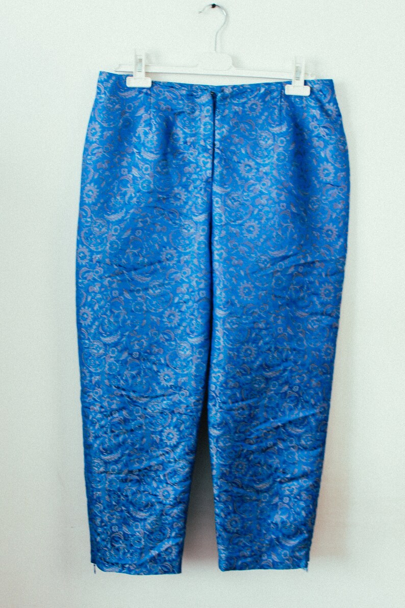 Vintage Azure Royal Blue Paisley India Style Cropped Pants - Etsy