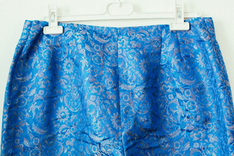 Vintage Azure Royal Blue Paisley India Style Cropped Pants - Etsy