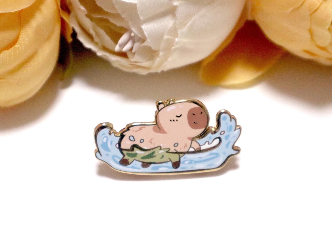 Capybara Swimming Enamel Pin｜cute Capy Art Decor Lover, Backpack Kawaii ...