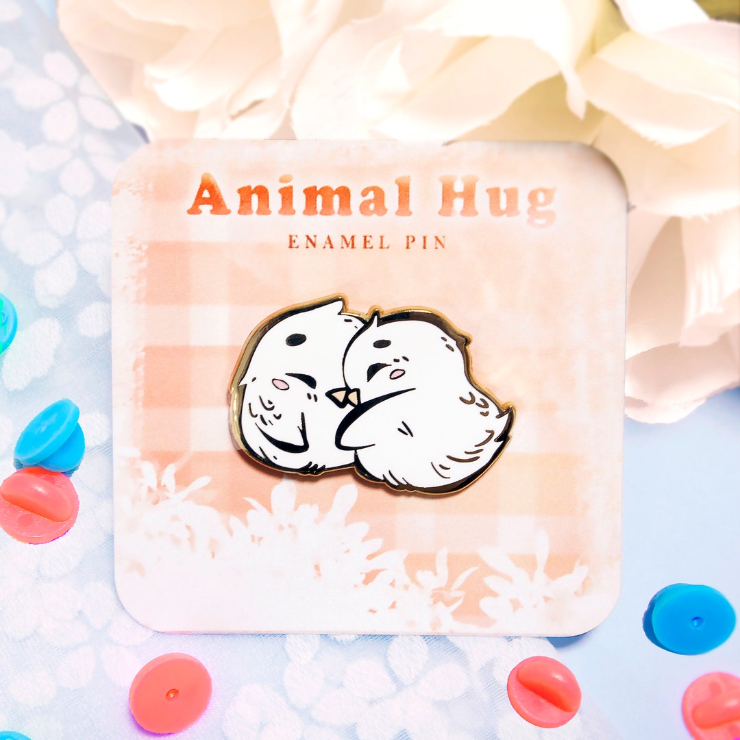 Bird Hug Enamel Pin, Cute Pin Board Filler, Hard Enamel Pin, Kawaii ...