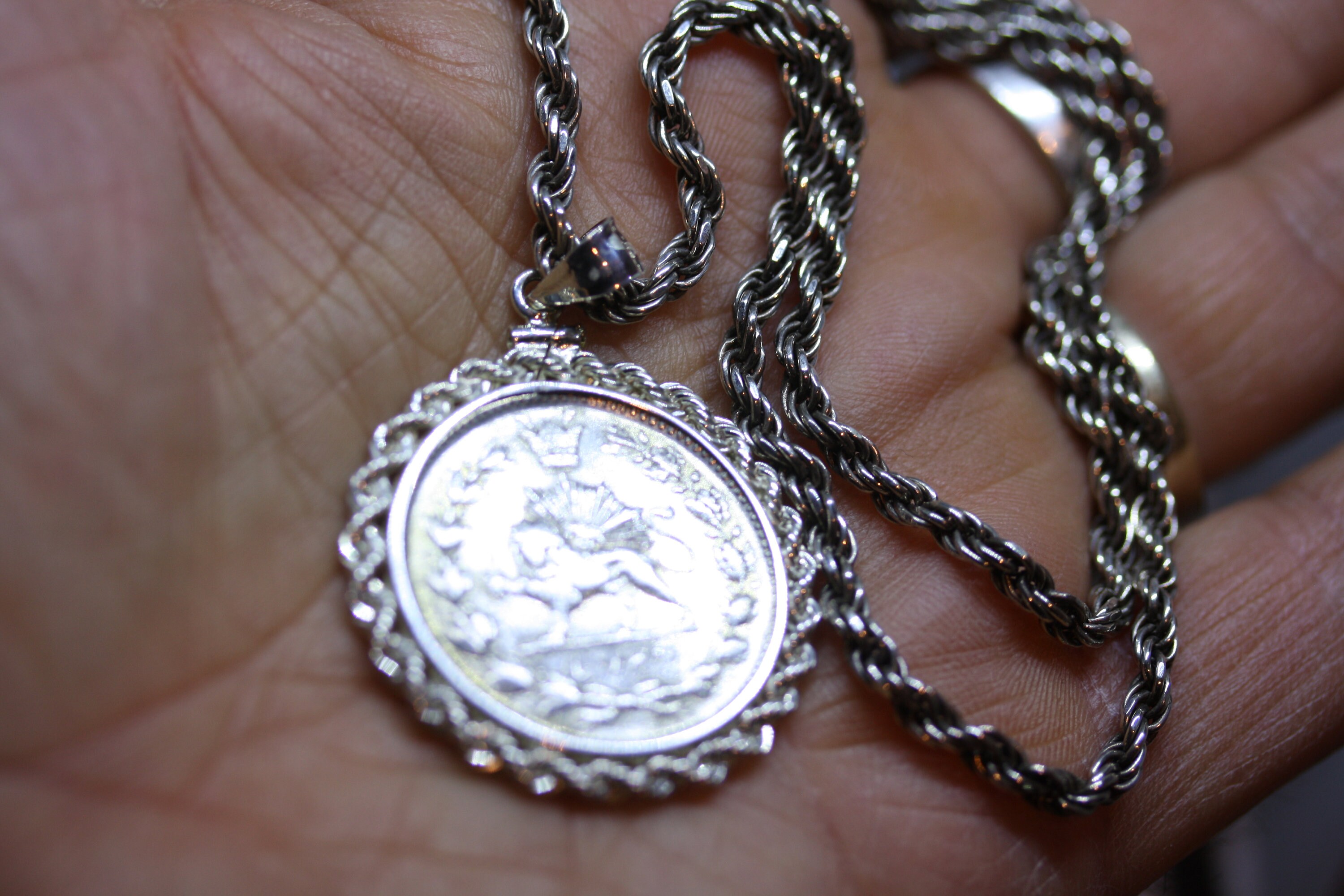 Vintage 1910 Persis Qajar Bezel Lion Sun Coat of Arm Coin 925 Silver ...