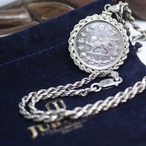 Vintage 1910 Persis Qajar Bezel Lion Sun Coat of Arm Coin 925 Silver ...