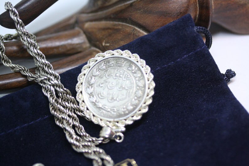 Vintage 1910 Persis Qajar Bezel Lion Sun Coat of Arm Coin 925 Silver ...