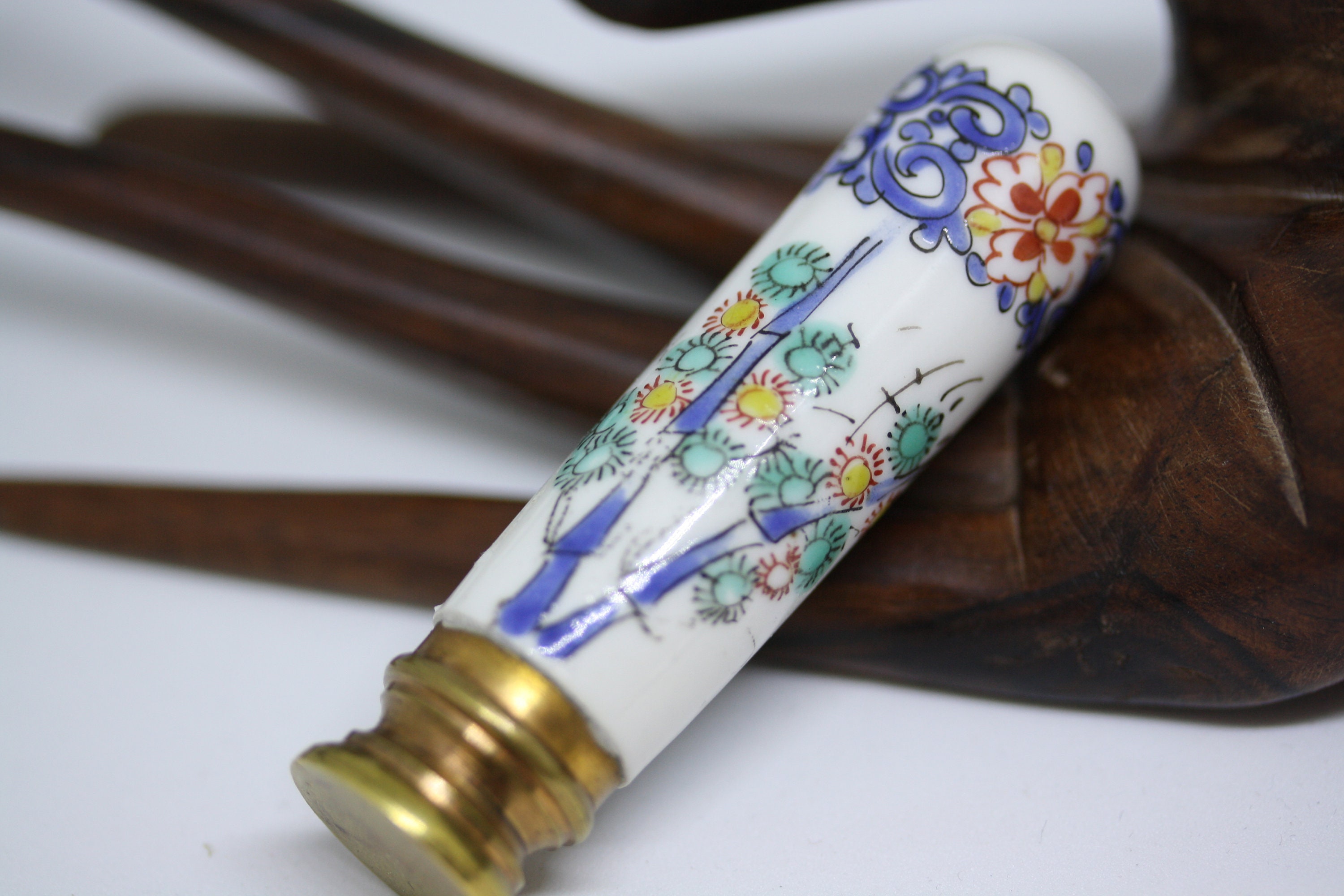 Antique Victorian 3" Desk Stamp Wax Seal Staffordshire Hand Painted UK ...