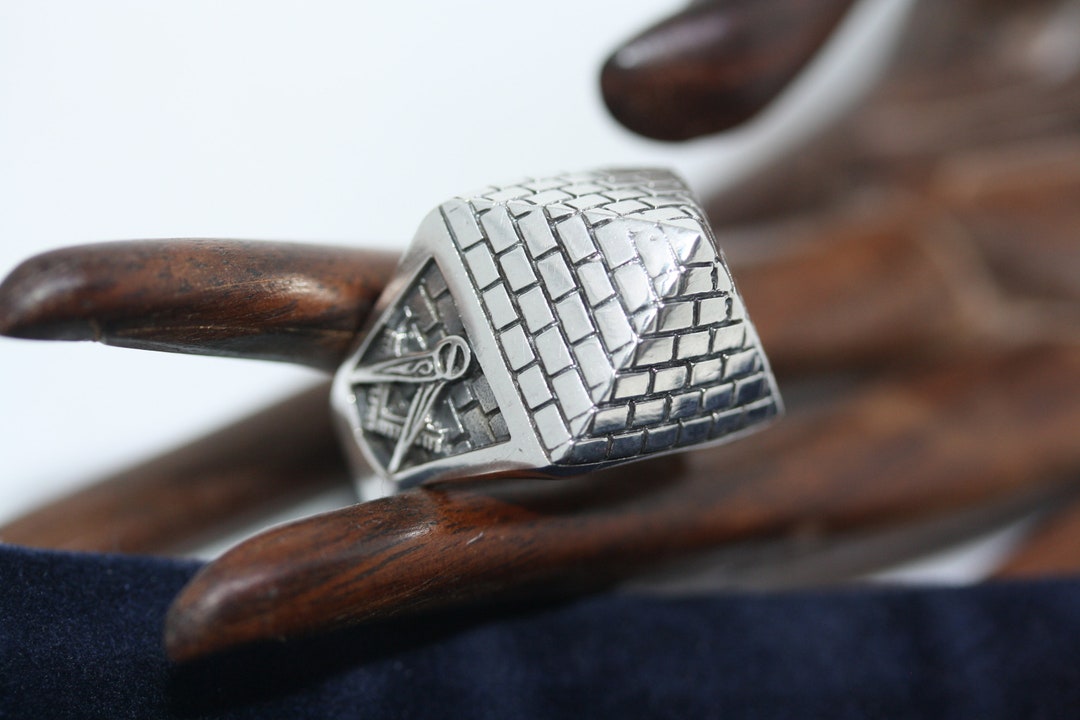 Statement 3D Pyramid Free Mason 925 Sterling Silver Masonic Men's Ring ...