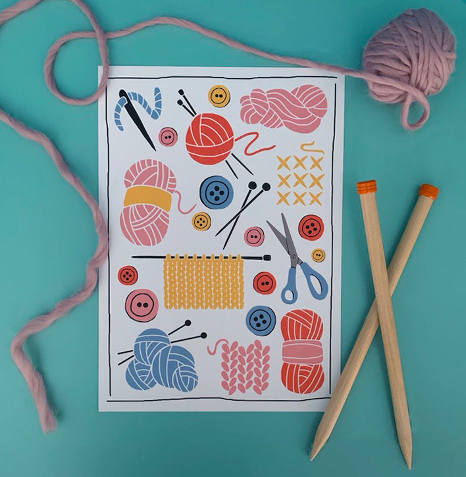 Knitting Print Knitting Gift Craft Room Gift Craft Room - Etsy