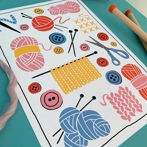Knitting Print Knitting Gift Craft Room Gift Craft Room - Etsy