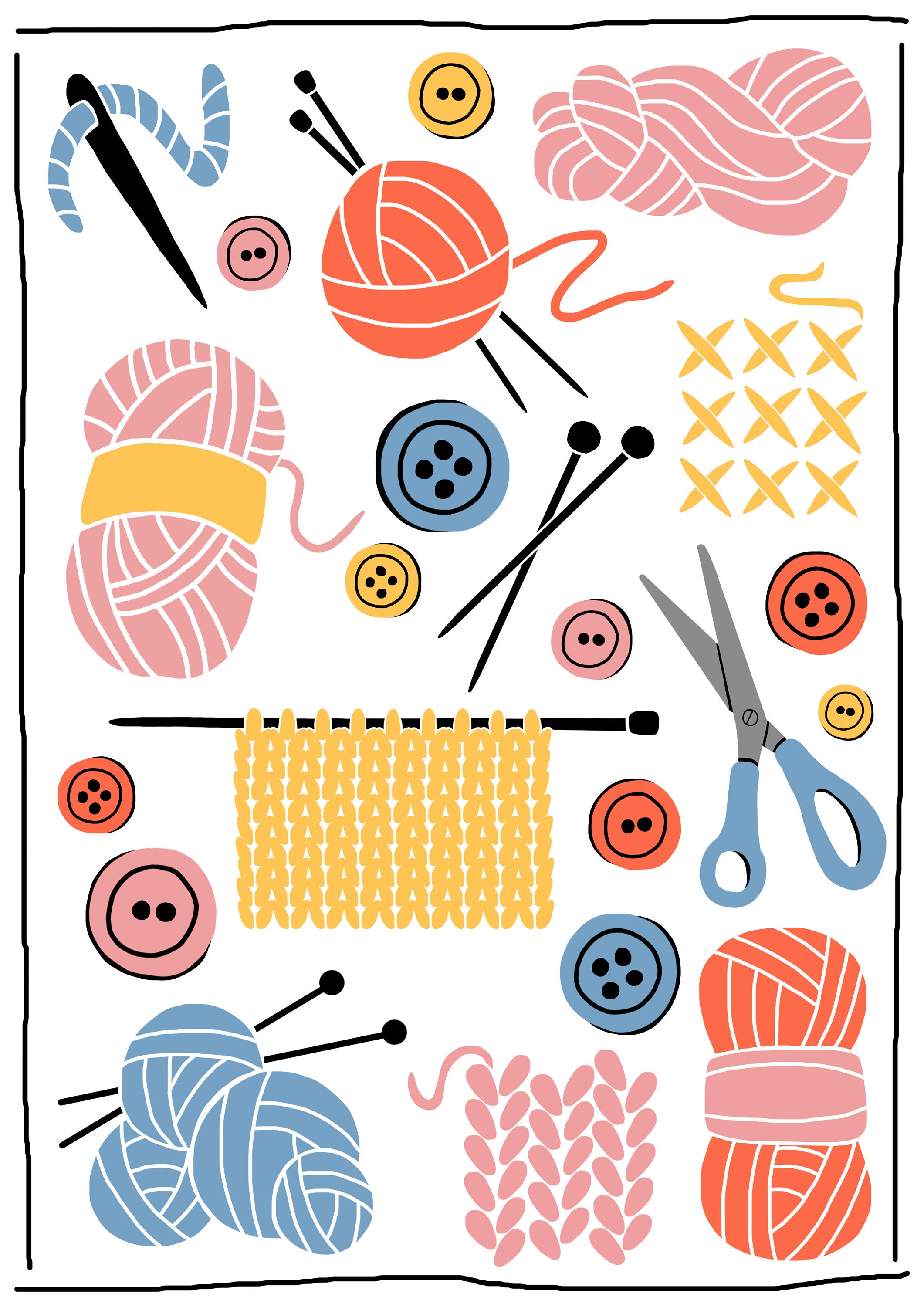 Knitting Print Knitting Gift Craft Room Gift Craft Room - Etsy