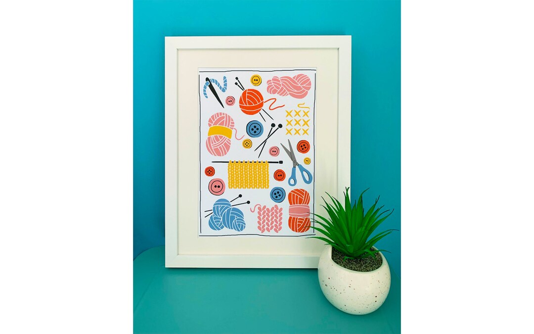 Knitting Print Knitting Gift Craft Room Gift Craft Room - Etsy