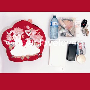 Lotus Rabbit Red Ita Bag - 12x12x4in - Etsy