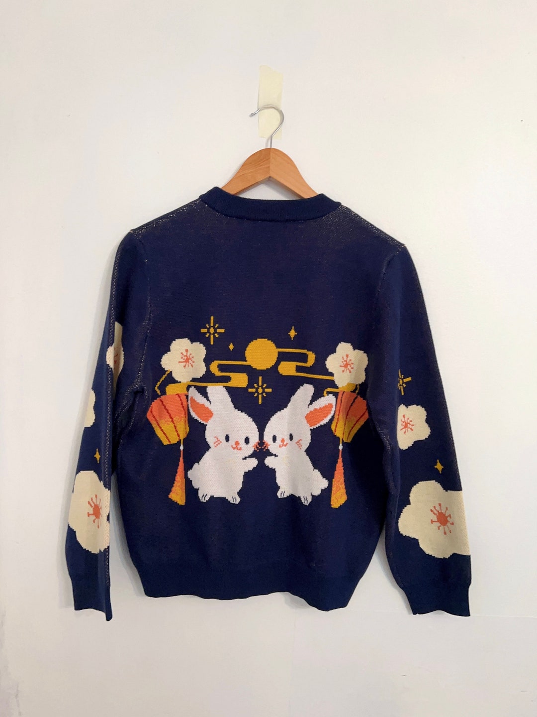 Navy Blue Moon Rabbit Cardigan - Etsy