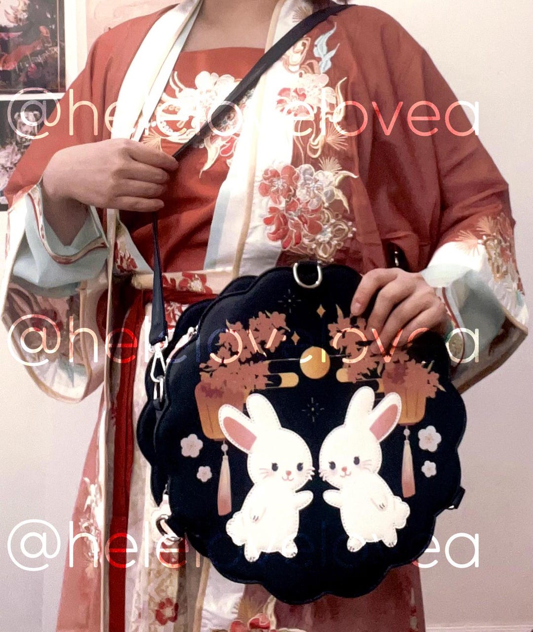 Moon Rabbit Blue Ita Bag - 12x12x4in - Etsy