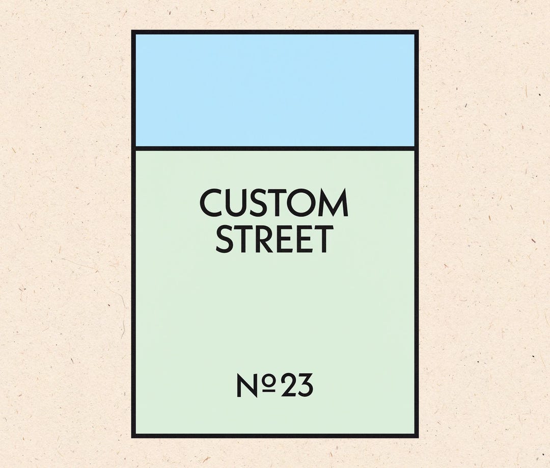 Custom Monopoly Street Name | Digital Download | Poster | Print | Wall ...