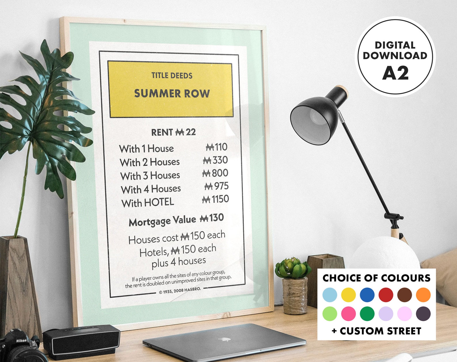 Custom Street Name Monopoly Card Digital Download Poster - Etsy