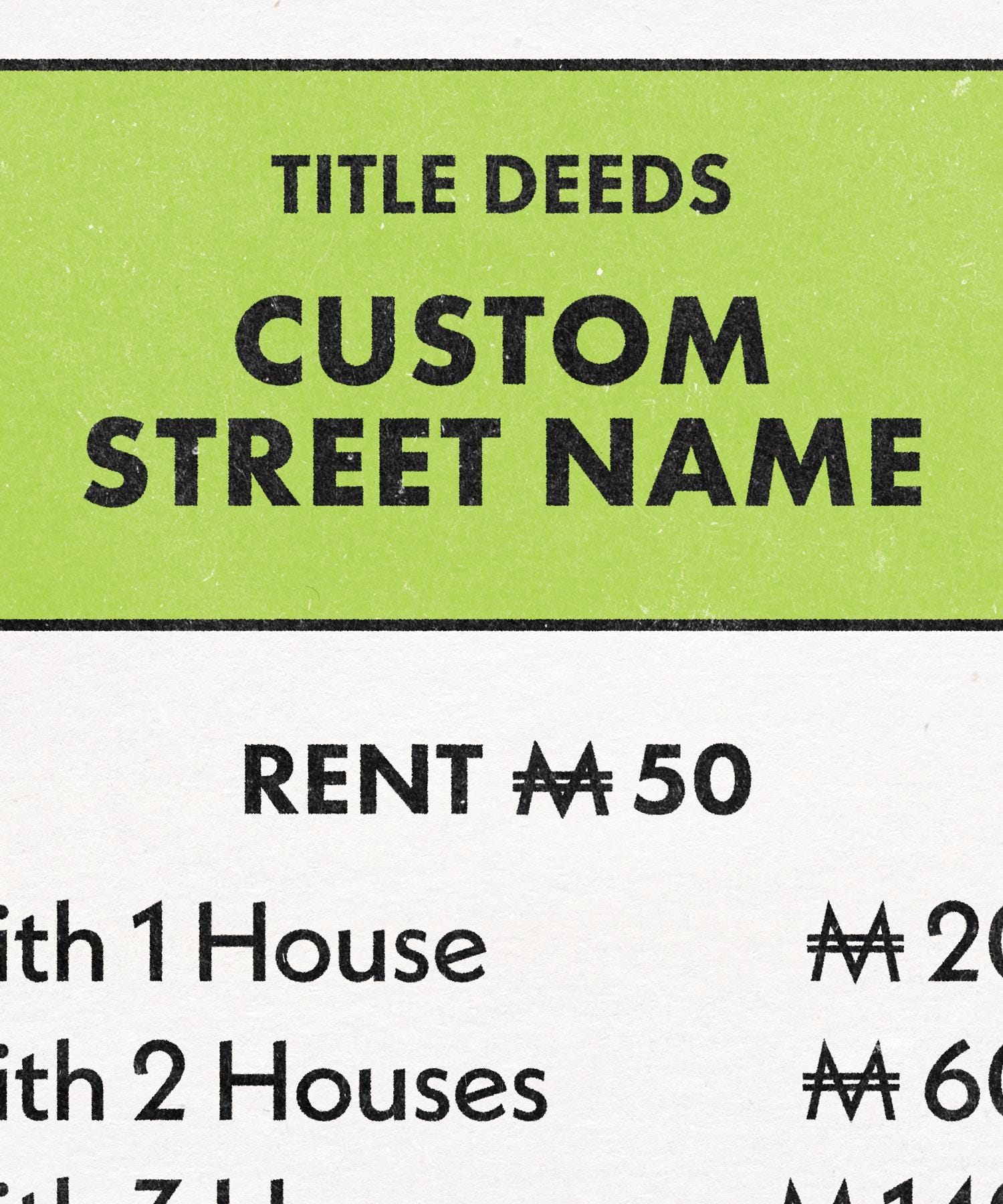 Custom Street Name | Monopoly Card | Digital Download | Poster | Print ...
