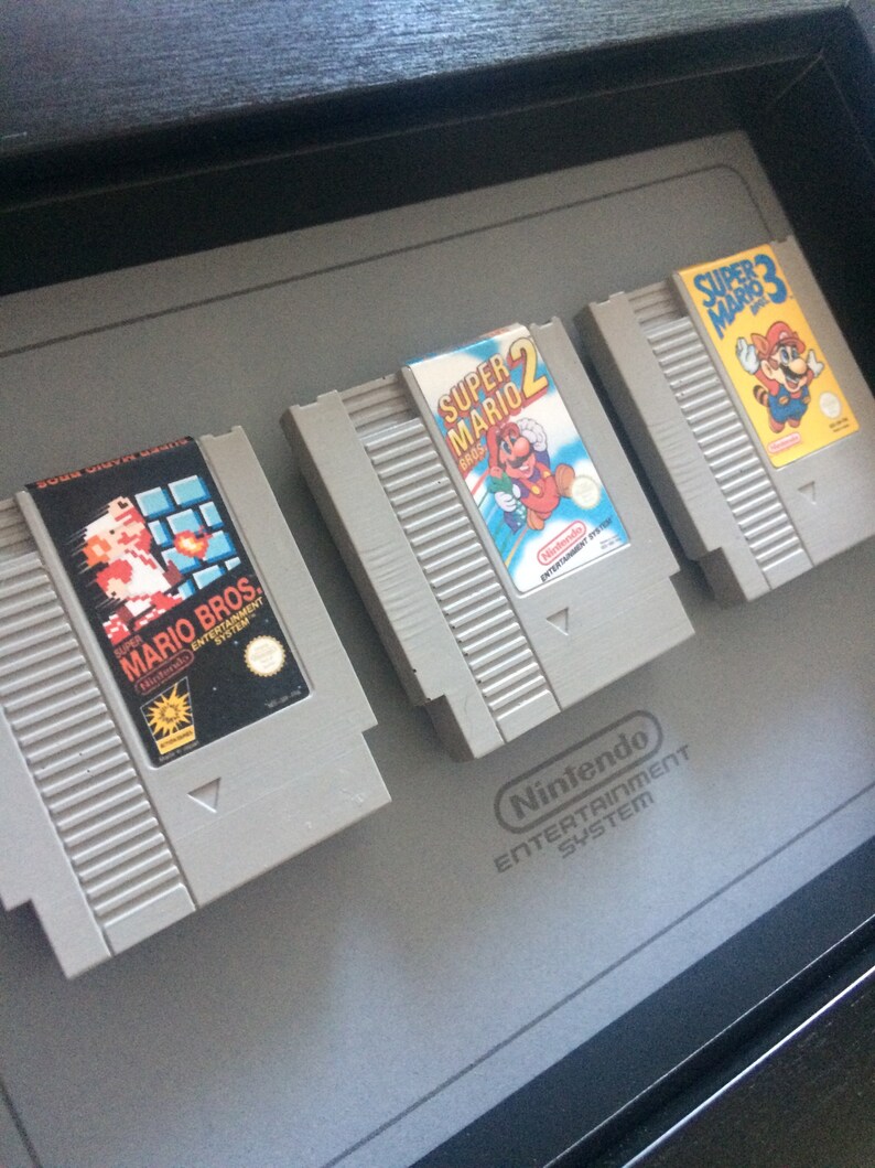 NES Super Mario 1 2 & 3 Framed Mini Cartridges Wall Art Set - Etsy