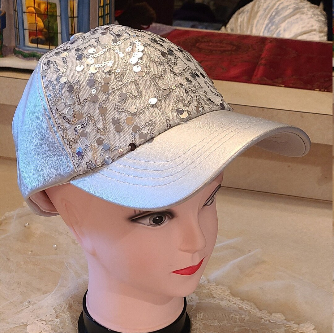 Pia Rossini Metallic Silver Sequin Cap Adjustable - Etsy