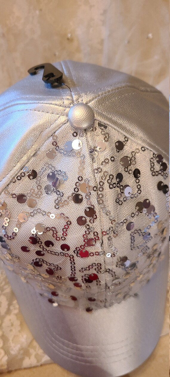 Pia Rossini Metallic Silver Sequin Cap - Adjustable - Gem