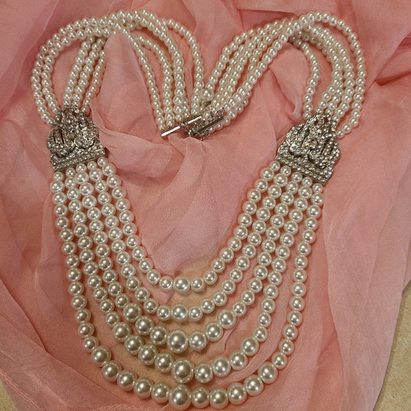 Shop Multi Strand Pearl Necklace - Etsy