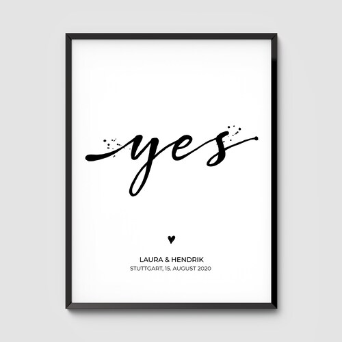 Poster yes Personalized With Name and Date | Etsy