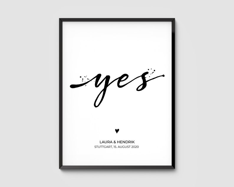 Poster yes Personalized With Name and Date - Etsy