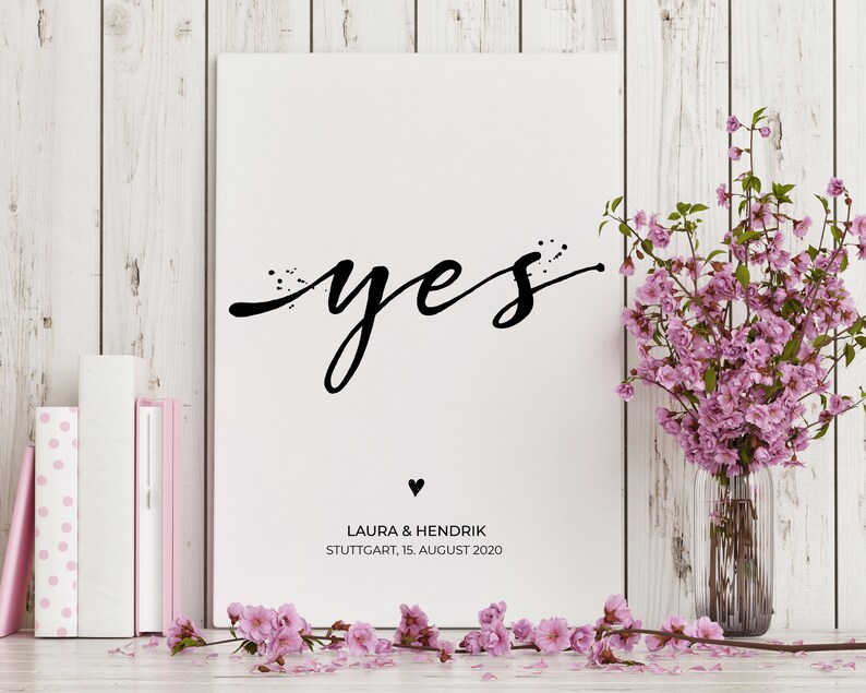 Poster yes Personalized With Name and Date - Etsy