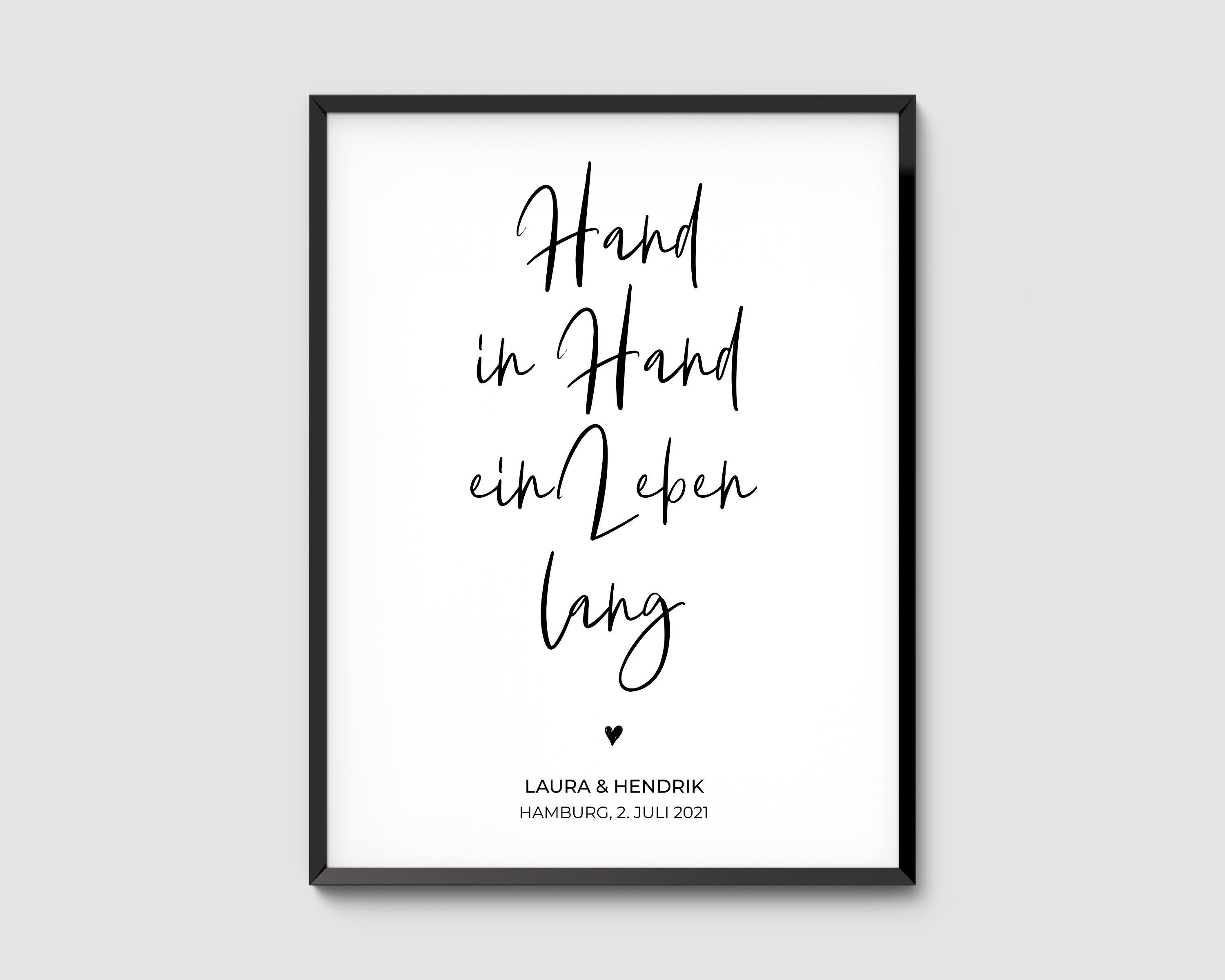Poster Hand in Hand personalisiert mit Namen und - Etsy.de