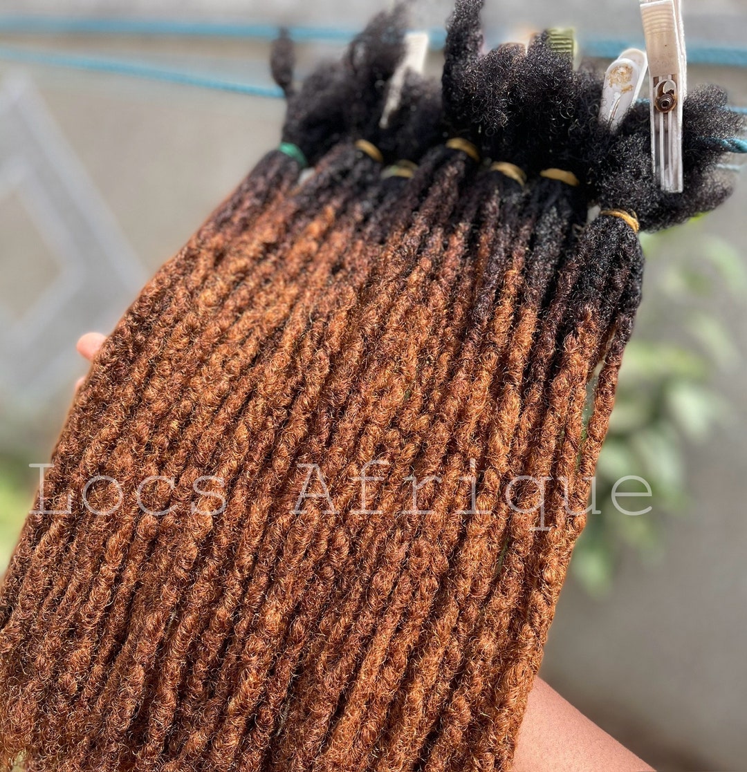 100% Human Hair Loc Extensions Honey Brown Color With Natural Black ...