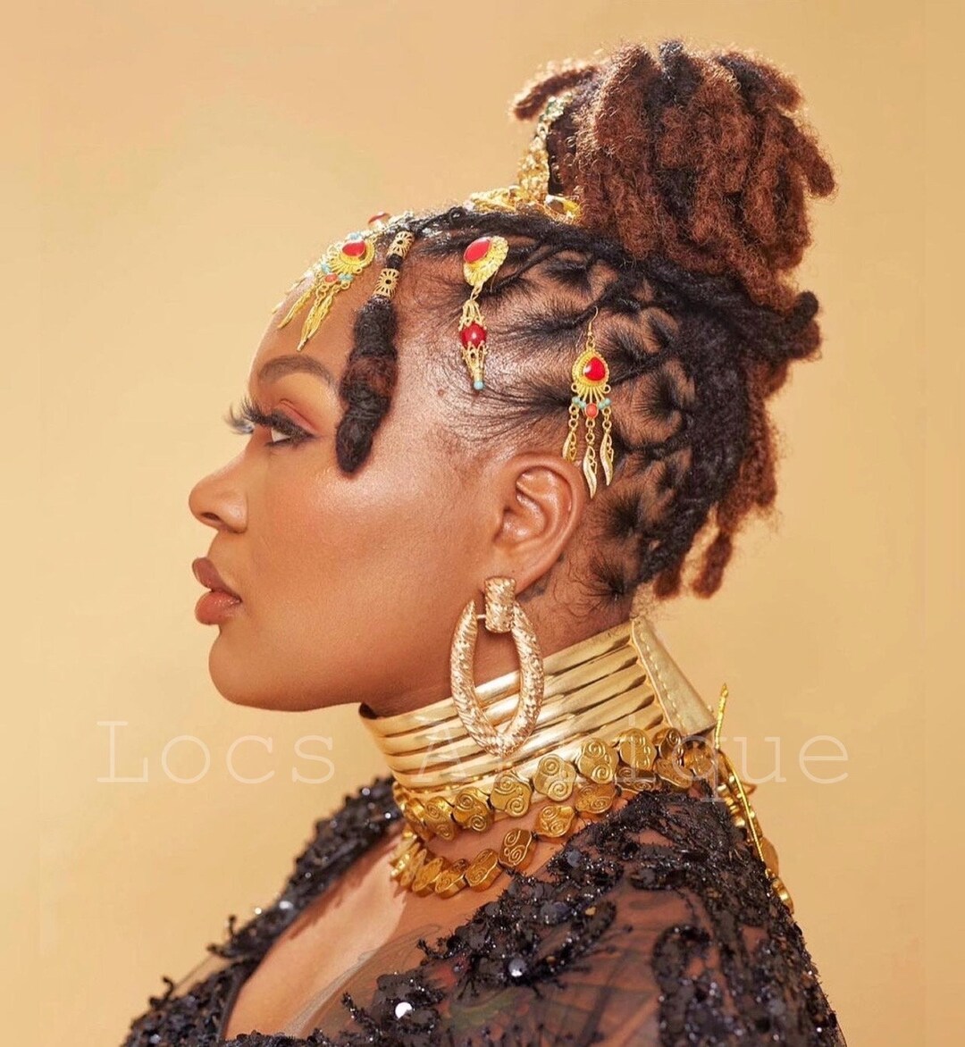 100% Human Hair Loc Extensions Natural Black and Honey Brown Ombré With ...