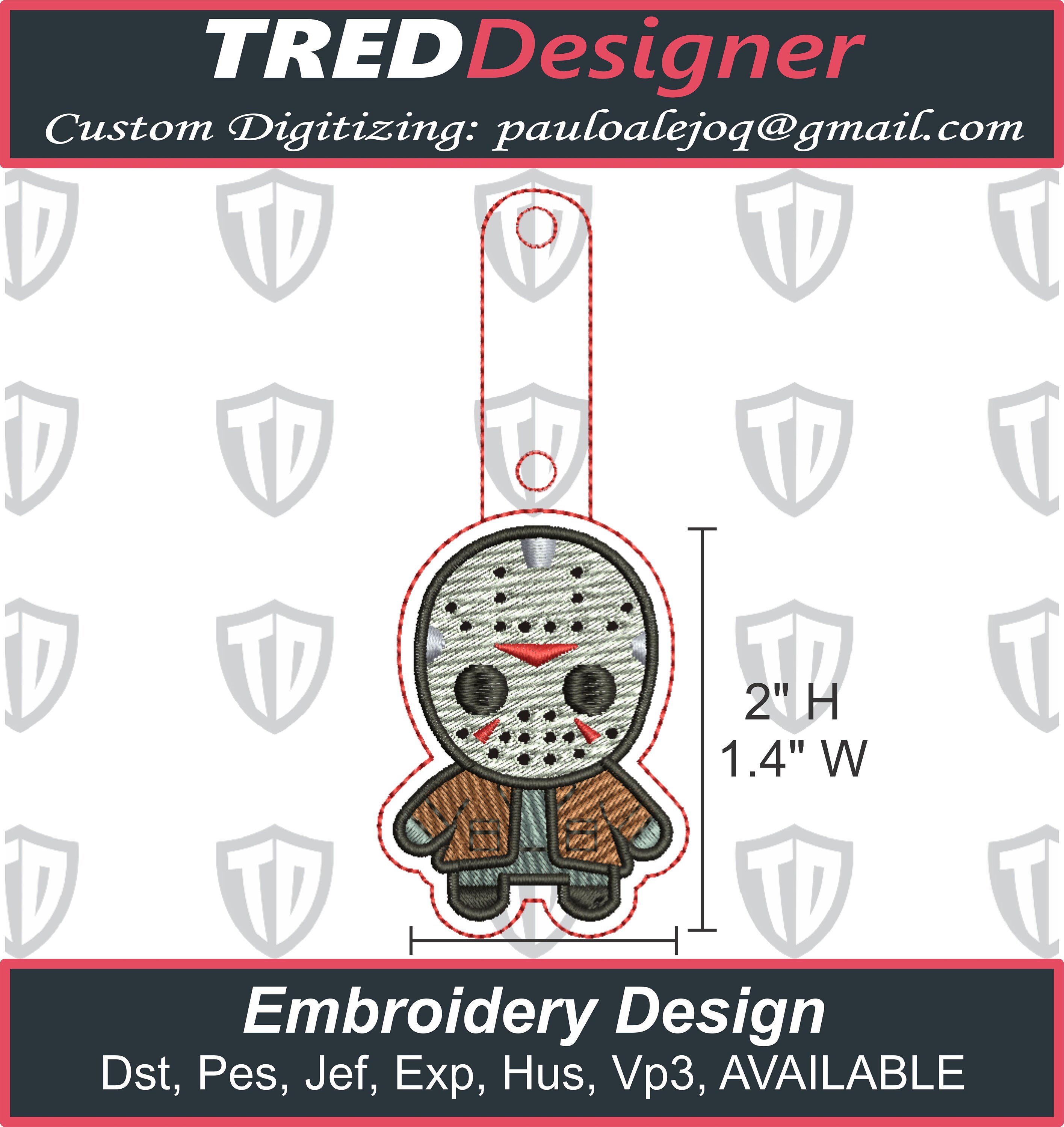 Jason Voorhees Key Fob Embroidery Design - Etsy