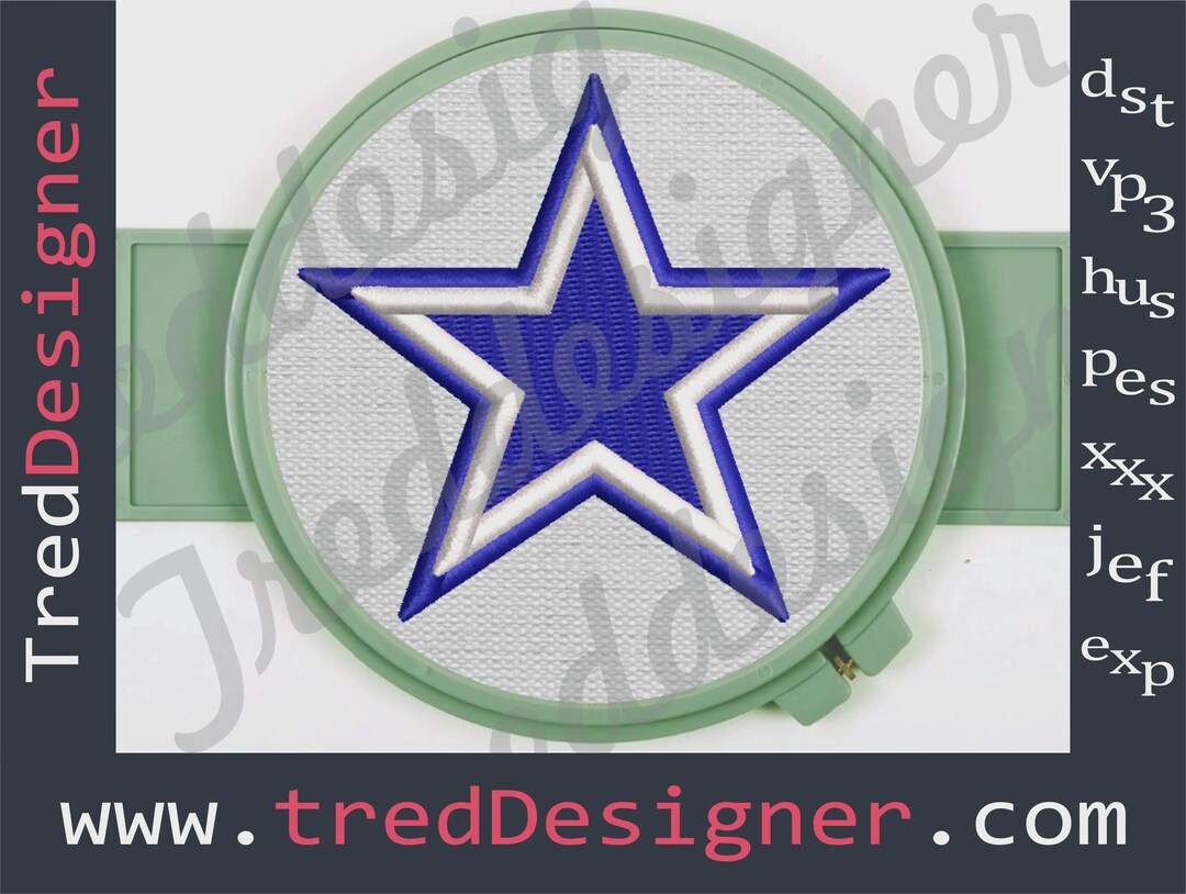 Star Embroidery Design/ Dallas Embroidery Design/ Star Football ...
