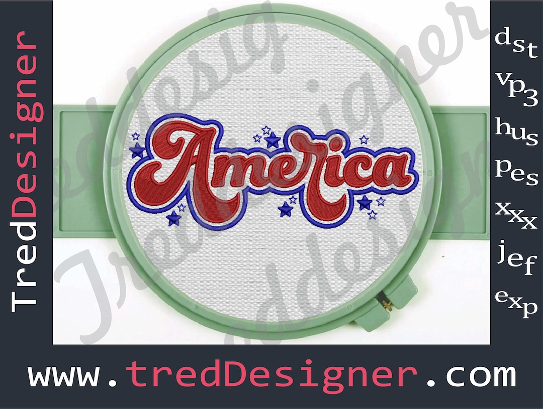 America Embroidery Design / 4th of July Embroidery / Patriotic ...