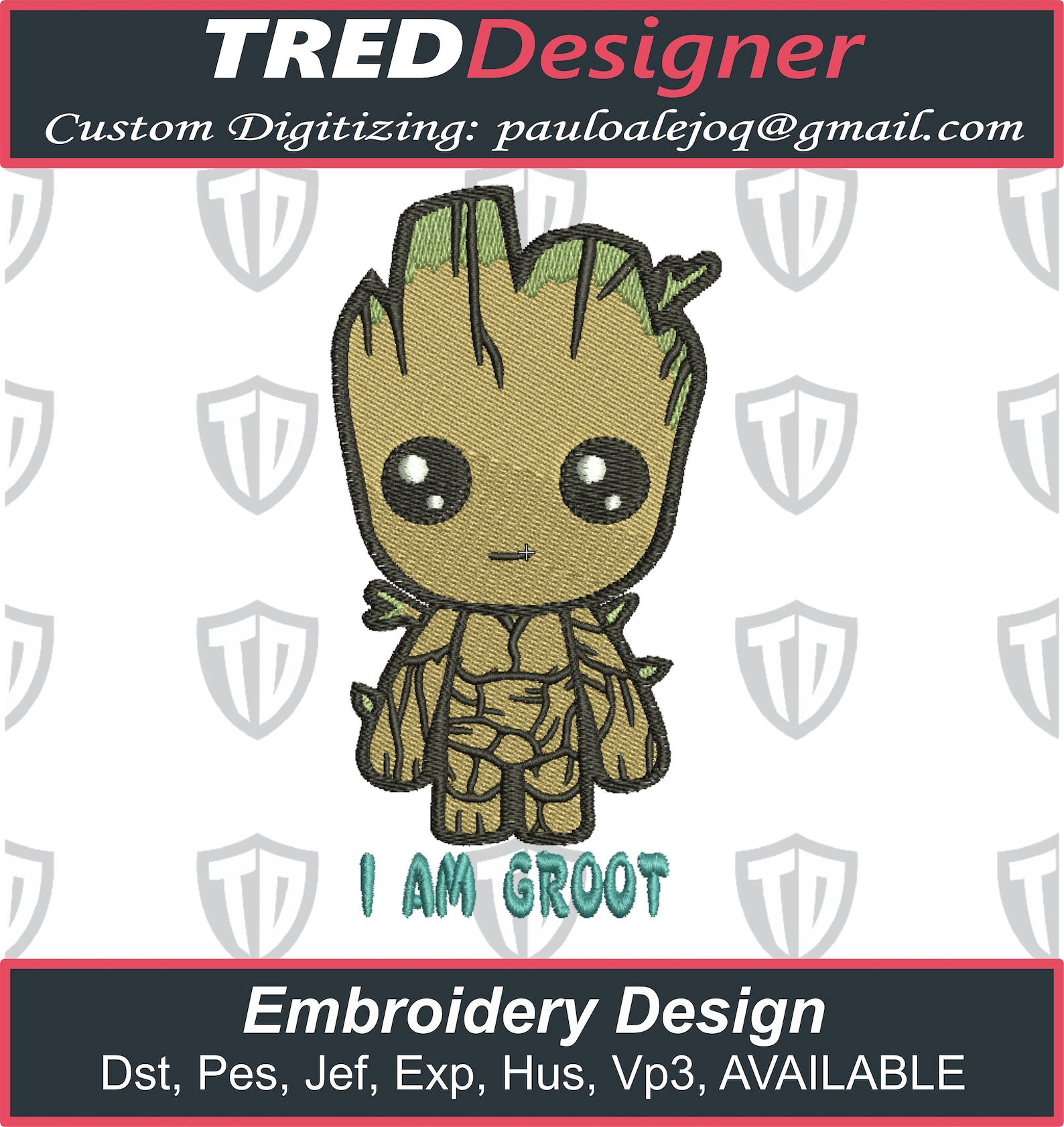 Baby Groot embroidery design / i am groot embroidery design | Etsy