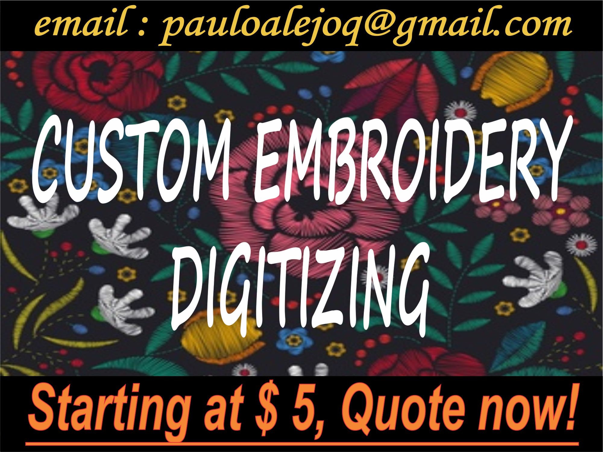 Custom Embroidery Digitizing / Custom Embroidery Pattern/ | Etsy