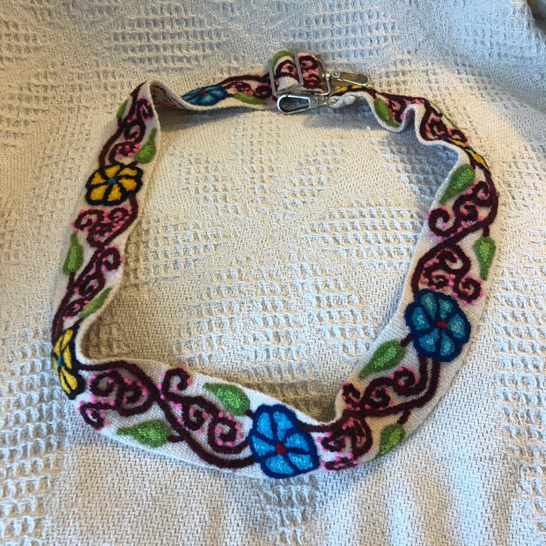 Hand Embroidered Peruvian Wool Strap - Etsy