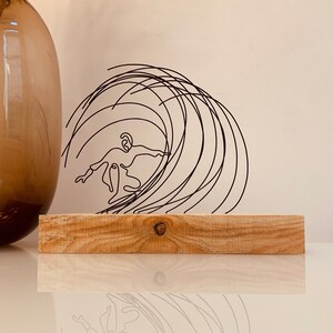 Wire Art, Abstract Surfing Sculpture, Office Decor, Wave & Surfer Table ...